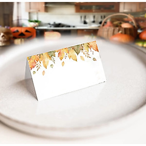 Tent Place Cards 2 × 3.5 inches (25 pcs), Place Cards for Thanksgiving, for Name, Seating, Food Labels, Scored for Easy Folding, Thanksgiving Party Supplies, Fall Party， Baby Shower - GSW002