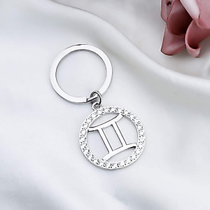 TGBJE Zodiac Constellation Keychain Zodiac Sign Gift Zodiac Outline Gift Horoscope Constellation Celestial Zodiac Keychain (Gemini SR)