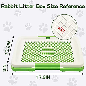 Fhiny Rabbit Litter Pan with 6 PCS Disposable Pee Pads, Guinea Pig Litter Box Plastic Small Animal Corner Potty Trainer for Bunny Guinea Pig Ferret Chinchilla Puppy