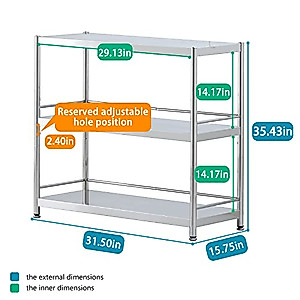 susunnus Stainless Steel Shelves 3 Tier Storage Shelves for Kitchen Garage Shelves Heavy Duty Shelving Metal Shelving Units and Storage Kitchen Industrial Storage Rack