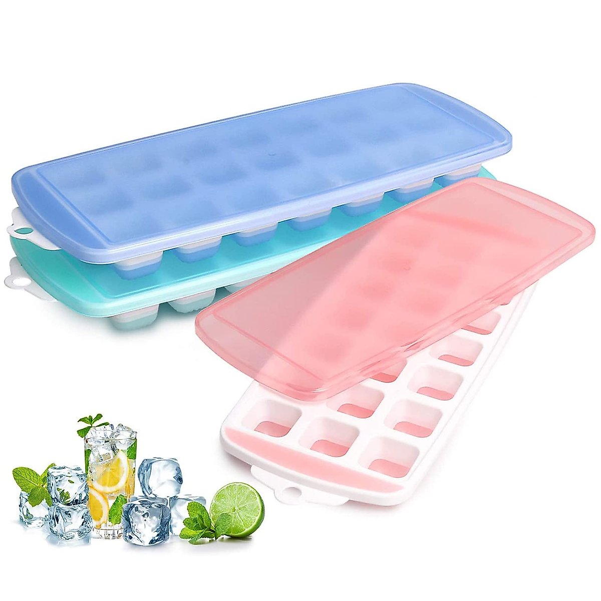 Small Ice Cube Trays with Lid for Freezer,Mini Ice Cube Trays for Freezer with Lid,Silicone Ice Cube Trays,Tiny Ice Cube Trays for Freezer,BPA Free,Easy to Remove and Perfect Cube Size