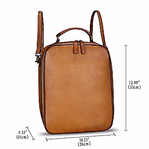 IVTG Genuine Leather BackpackVintage Knapsack Fashion Bookbag Handmade Retro Casual Satchel Daypack Purse (Brown)