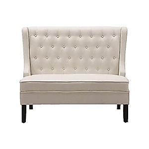 Andeworld Modern Tufted Loveaseat Settee Sofa Bench High Back for Dining Living Room Hallway or Entryway Seating(Beige 1)