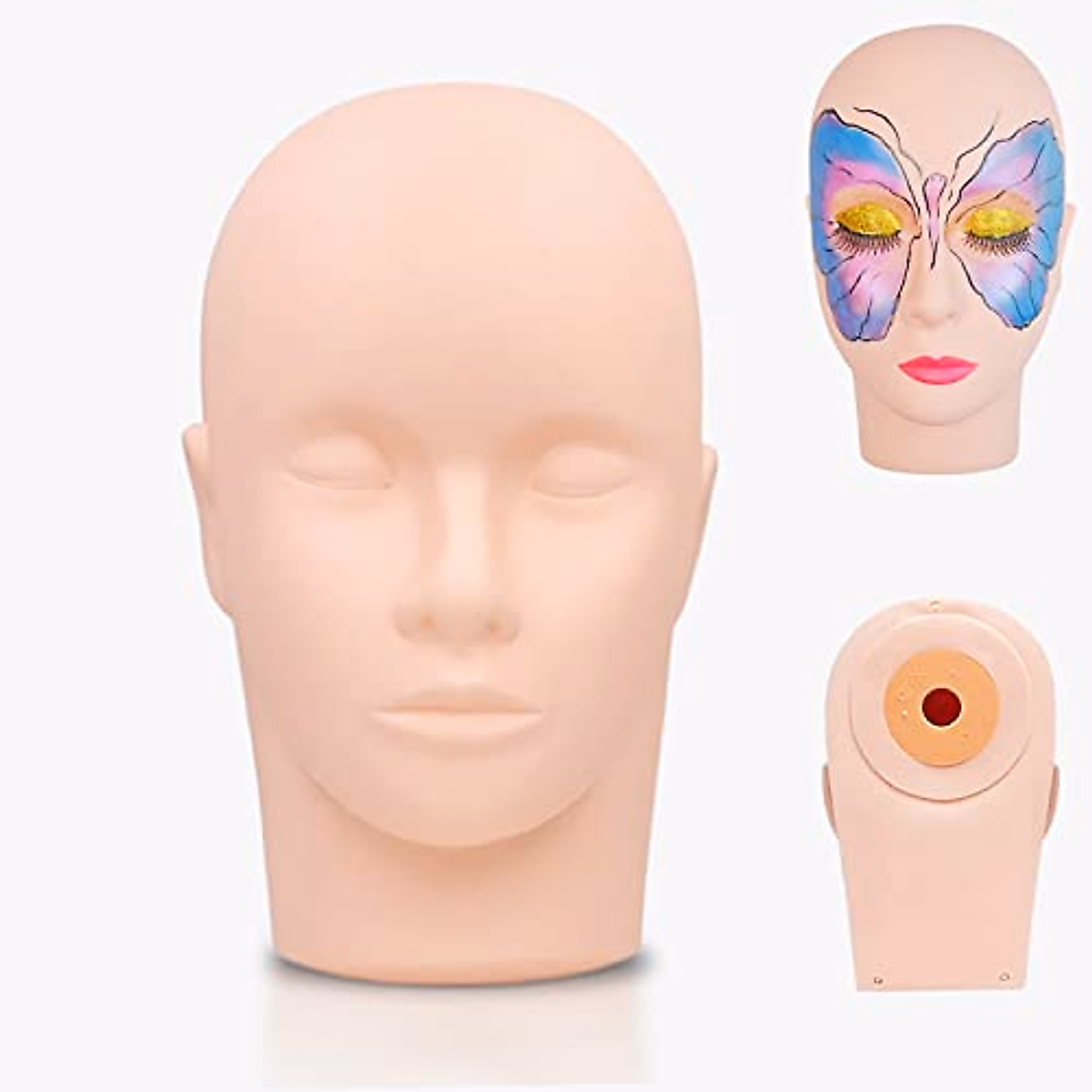 Lash Mannequin Head, BUCICE Practice Training Head, Professional Makeup Soft-Touch Rubber Practice Head, Cosmetology Doll Face Head for Make Up and Lash Extention