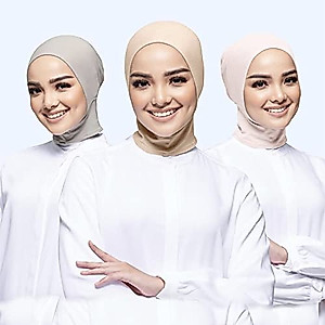 2 Pieces Muslim Jersey Muslim Inner Cap Stretch Turban Hijab Islamic Underscarf Bonnet Head Wear Neck Cover (Black+Coffee)