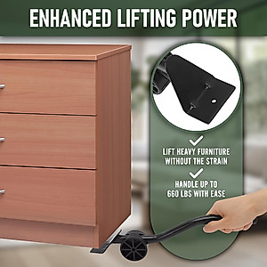 Heavy Duty Furniture Moving System with Lifter Tool and 4 Sliders - Easy Furniture Moving and Lifting Set - Safe for Hardwood Floors and Carpet - Supports Up to 900 lbs