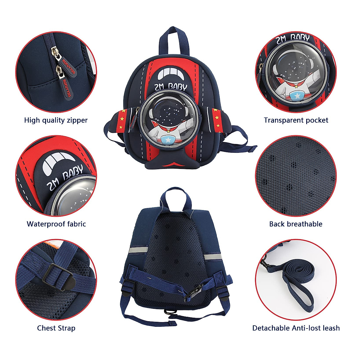 ROFUYYDS Kids Backpack with Safety Leash, Anti-lost Children Toddler Backpack for Kids Baby