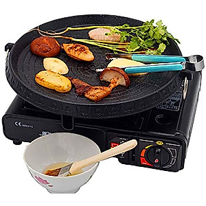 Korean Style BBQ Grill Pan with Maifan Coated Surface Non-stick Smokeless Barbecue Plate for Indoor Outdoor Grilling