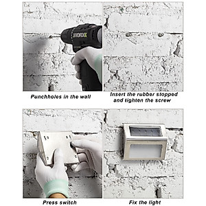 Treela 24 Packs Outdoor Fence Lights Solar Powered Deck Lights Waterproof Backyard Lighting Stainless Steel Lamp Stairs Fence Light Security Wall Lamps for Step Walkway Patio Garden Pathway (White)