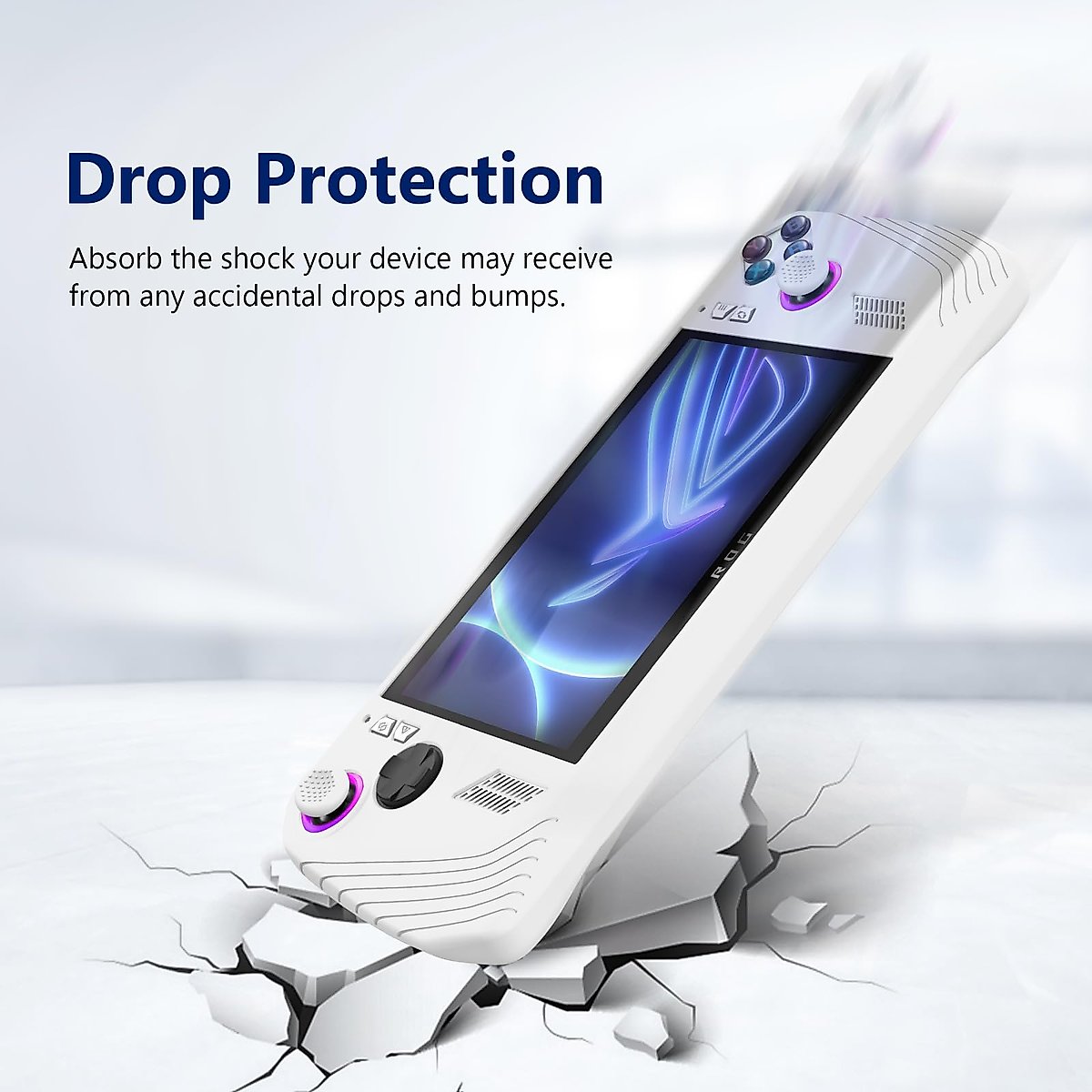 Writiany Protective Silicone Case for 2023 ASUS ROG Ally Game Console Drop-Proof Case for 2023 ASUS Rog Ally Handheld Case (White)