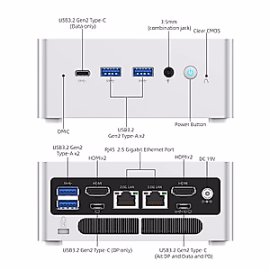 MINISFORUM Venus Series NAB5 Mini PC, 12th Gen Core i5-12450H Micro Compter, 16G DDR4+512G PCIe4.0 SSD, 2X HDMI+2X USB-C 4K@60Hz Output, 2X 2.5G RJ45 Port, 4X USB3.2 Small Form Factor