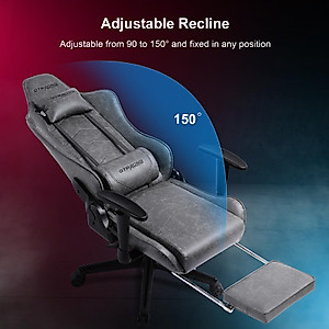 GTRACING Gaming Chair with Footrest Big and Tall Office Executive Chair Heavy Duty Adjustable Recliner with Headrest Lumbar Support Cushion Desk Chair (Dark Gray)