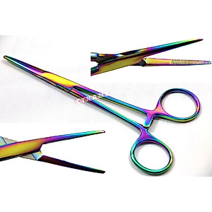 New 5 EA Premium AUTOCLAVABLE Kelly HEMOSTAT Forceps 5.5" Straight Multi Rainbow Color