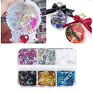 Diarypiece English Letters Glitter Sequins Flakes, Resin UV Epoxy Mold Fillings, for Nail Art Crafts Jewelry Making