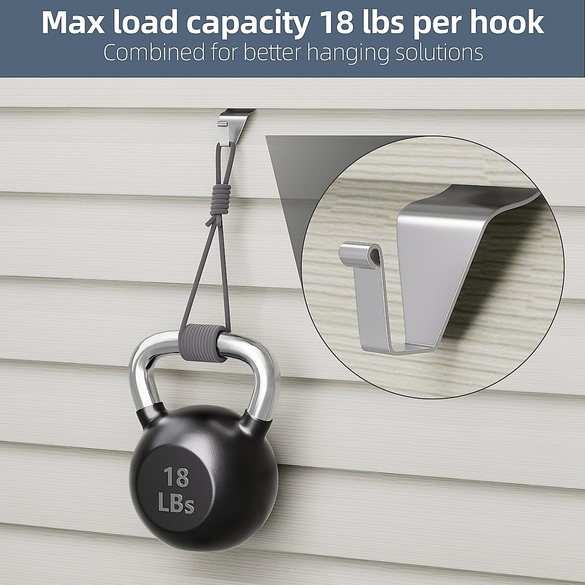 Heavy-Duty Stainless Steel Siding Hooks,20 Pack Vinyl Siding Hooks Hanger,No Hole Siding Hanging Hanger for Hanging on Patio,Vinyl Siding Clips Applicable to Outdoor or Holiday Decoration