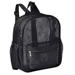 MAY TREE Small Mesh Backpack for School See Through Daypack for Beach Beach, Swimming, Outdoor, Fitness, Travel, Sports, Black