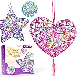 ESOXOFFORE 3D String Art Kit for Kids,Christmas Birthday Gifts for 8 9 10 11 12 Year Old Girls Boys,Arts and Crafts for Girls Ages 8-12 Heart Star Round Lantern Toys 20 Multi-Colored LED Bulbs