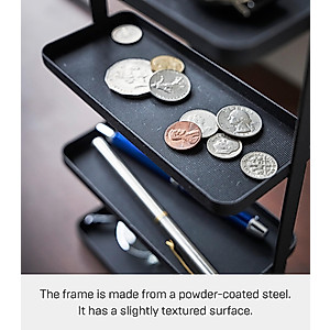 Yamazaki Home Tower 4-Tier Accessory Tray - Jewelry Holder & Storage Organizer - Steel, One Size, Black