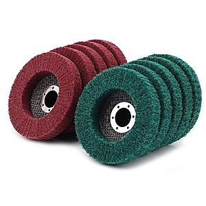 NUODUN 10Pcs 180/320 Grit Nylon Fiber Flap Disc Metal Polishing Wheel, Abrasive Buffing Grinding Discs for 4" Angle Grinder, Deburring and Rust Removal of Welds on Complex Surfaces