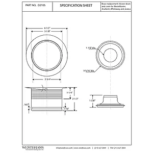 Westbrass D2105-01 3-1/2" EZ-Mount Sink Waste Disposal Drain Flange and Stopper, 1-Pack, Polished Brass