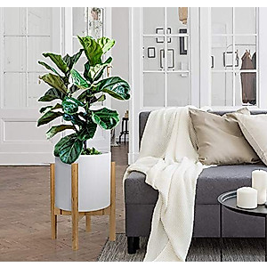 UppWell | Adjustable Wood Plant Stand Indoor | Eco-Friendly Bamboo 8-12 Inch Mid Century Modern Flower Pot Stand | Sustainable Planter Holder for Living Room Balcony | One Tree Planted per Purchase