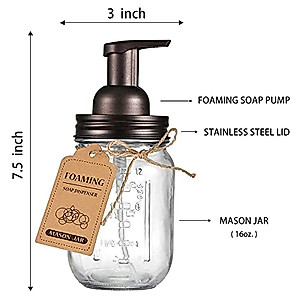 4pcs & 4pcs Bronze Mason Jar Bathroom Accessories Set - 2 Foaming Soap Dispenser& 2 Qtip Holder (regular mouth)&2 Cotton Swab Holder (wide mouth)&2 Toothbrush Holder-Rustic Farmhouse Decor Bathroom