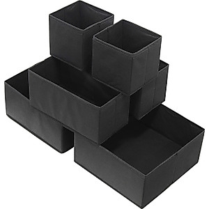 Simple Houseware 6 Set Cloth Storage Drawer Divider + 24 Cell Socks Drawer Divider, Black