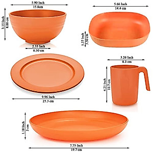 Kyraton Plastic Dinnerware Sets of 20 Pieces, Unbreakable And Reusable Light Weight Plates Mugs Bowls Dishes Easy to Carry And Clean Microwave Safe BPA Free Dishwasher Safe Service For 4 (Mutil Color)