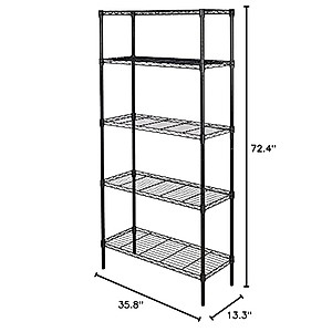 Amazon Basics 5-Shelf & 3-Shelf Adjustable, Storage Shelving Unit, Steel Organizer Wire Rack, Black
