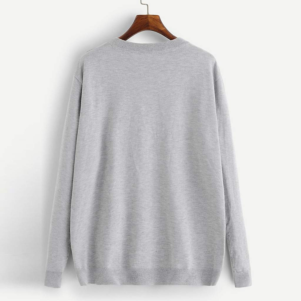 Women's Sweatshirt Thenlian Christmas Tree Print Women Long Sleeve O-Neck Pullover Sweatshirt Jumper(XXL, Gray)