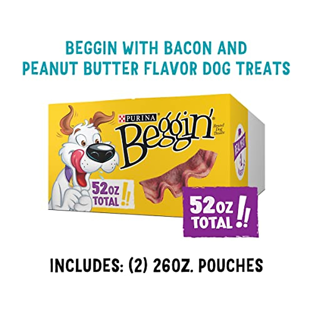 Purina Beggin' Strips With Real Meat Dog Treats, With Bacon and Peanut Butter Flavor - (2) 26 oz. Pouches