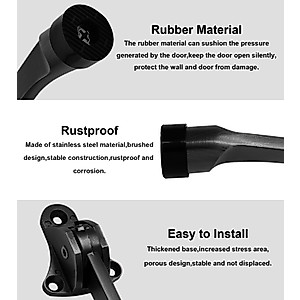 PHITUODA KickDown Door Stopper Easy-Step Door Stop Black-2pcs