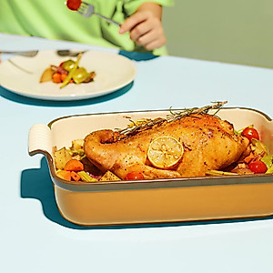 LIFVER Baking Dish, 9x13 Baking Pan, 120 Oz Large Lasagna Pan Deep, Ceramic Bakeware, Rectangular Casserole Dishes for Cooking Roasting Turkey Lasagna, Gifts for Baker, 3.8 Qt