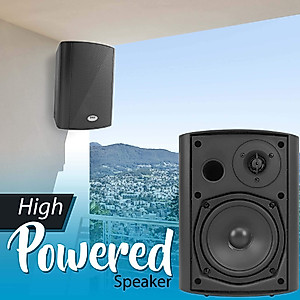 Pyle Wall Mount Home Speaker System - Active Passive Mountable Bookshelf Indoor Studio Garage Patio Stereo Sound Home Theater Speaker, Wireless Bluetooth Speaker Set W/ Aux & RCA - PDWR53BTBK (Black)