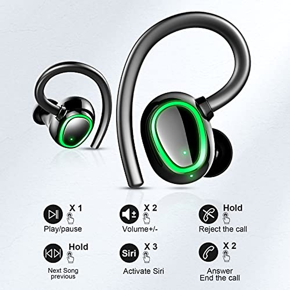 Wireless Earbuds, Bluetooth Headphones for Sports, 50H Playtime Earphones in Ear Noise Cancelling with Hi-Fi Stereo and Built-in Mic Ear Hooks Headphones, IP-X7 Waterproof Running Workout Gym, 2023