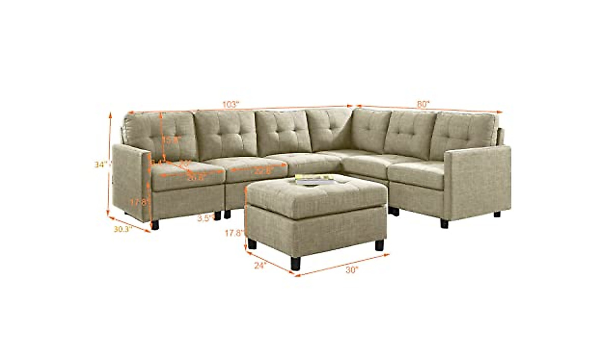 BEEY 6-Seat Reversible Modular Sectional Sofa | Comfortable & Stylish