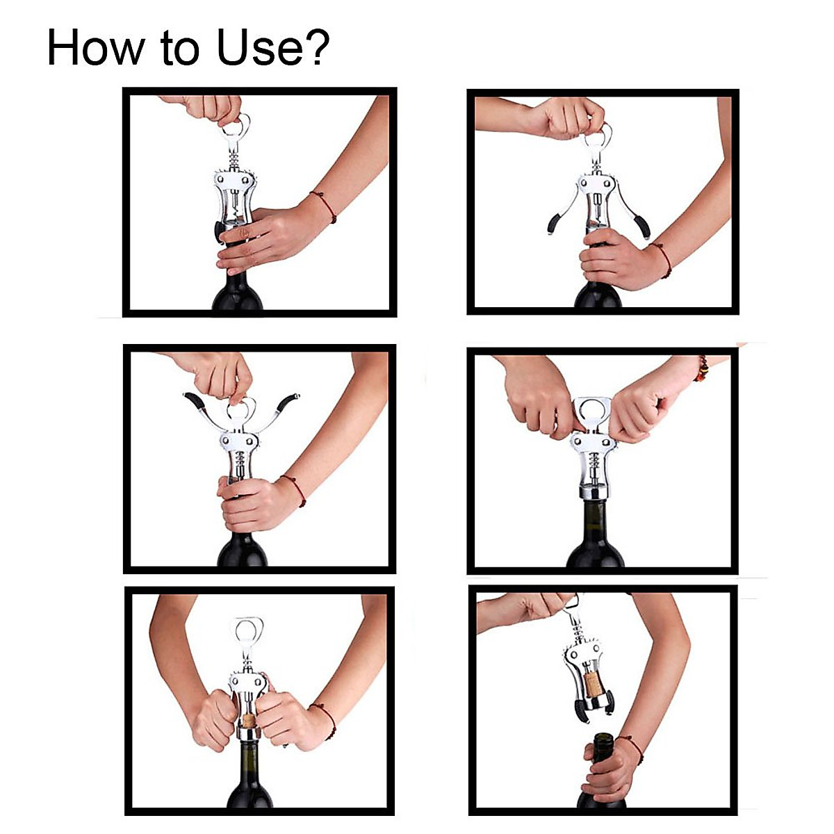 Wing Corkscrew Red Wine Bottle Opener,Zinc Alloy Stainless Steel Multifunction Beer Cap Opener Wine Bottle Stopper Opener