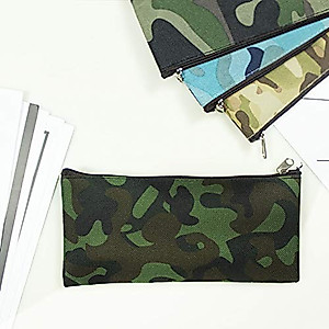 Funny live 4 pieces Camouflage Pencil Cases Marker Case Pen Bag, Flat Minimalist Zipper Bag,Durable Canvas Stationery Bag Pencil Organizer,7.5 x 3.7 inches