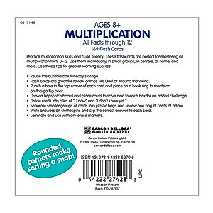 Carson Dellosa Multiplication Flash Cards for Kids Ages 8+, Times Table Flash Cards for Grade 3, Grade 4 and Grade 5, Multiplication Flash Cards with Answers