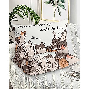 Edwiinsa Funny Cute Cat Pillow Covers King Standard Set of 2 20x36 Bed Pillow, Farmhouse Animals White Plush Soft Comfort for Hair/Skin Cooling Pillowcases with Envelop Closure