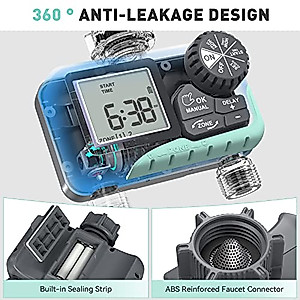 RAINPOINT Sprinkler Timer 2 Outlet, Water Timer for Garden Hose, Programmable Drip Irrigation Timer for Yard Outdoor Watering, Rain Delay/Manual/Automatic System Controller 2.5" LCD, V2, 2023 Release