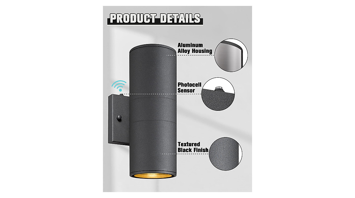 Ken & Ricky Dusk to Dawn Outdoor Wall Light - Modern Waterproof Sconce