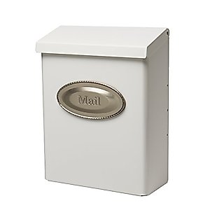 Gibraltar Mailboxes Designer Locking Medium Capacity Galvanized Steel White, Wall-Mount Mailbox, DVKW0000, 9.7 x 4.4 x 12.6 inches