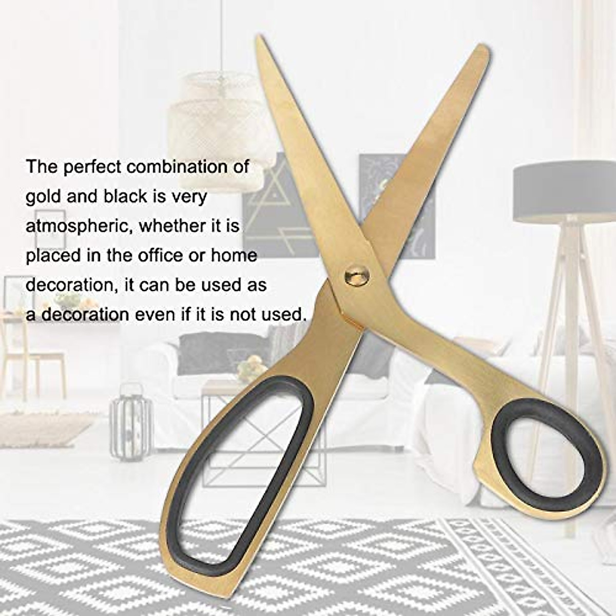 Lightweight Elegant Unique Simplified Golden Scissors, Gold and Black Golden Scissors, Crop Decoration for Office Home