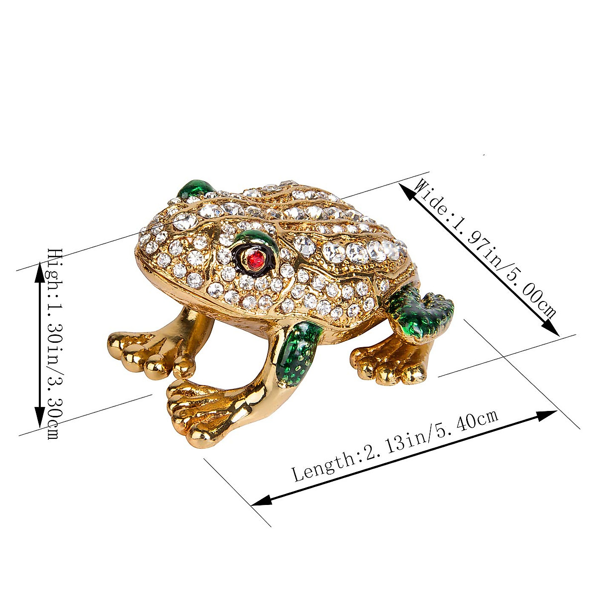 QIFU Hand Painted Enameled Frog Style Decorative Hinged Jewelry Trinket Box Unique Gift for Home Decor