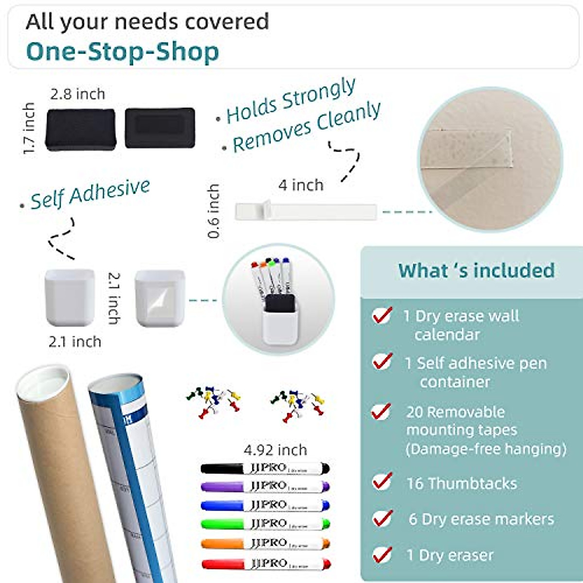 Large Dry Erase Wall Calendar - 38" x 72" - Undated Blank 2021-2022 Reusable Yearly Calendar - Giant Whiteboard Annual Poster - Laminated Office Jumbo 12 Month Calendar