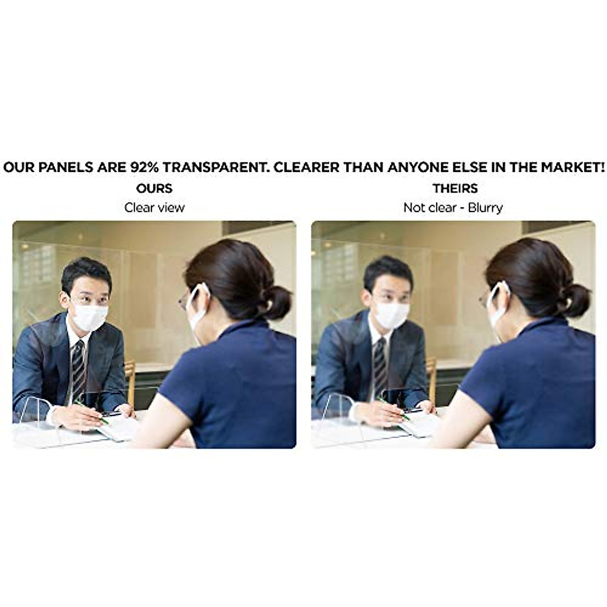 flybold Sneeze Guard for Desk Plexiglass Sheet - Barrier for Counter Acrylic Desk Divider - 92% Transparency Anti Fade Plastic Protective Shields for Office Furniture Partitions 48" X 32"