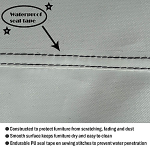 WJ-X3 Patio 2 Seater Sofa Couch Waterproof UV Resistant No Fading Heavy Duty Outdoor Striped Furniture Cover, 54 x 38 x 35 Inches