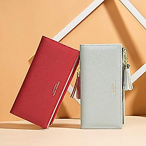 Wallets for Women Leather Cell Phone Case Holster Bag Long Slim Credit Card Holder Cute Minimalist Coin Purse Thin Large Capacity Zip Clutch Handbag Wallet for Girls and Boys Ladies (Black)