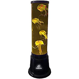 Elegantoss LED Round Jellyfish Lava Lamp with 7 Color Changing Light Effects, Remote. A Sensory Synthetic Jelly Fish Aquarium Tank 14 inches Tall Mood Lamp.